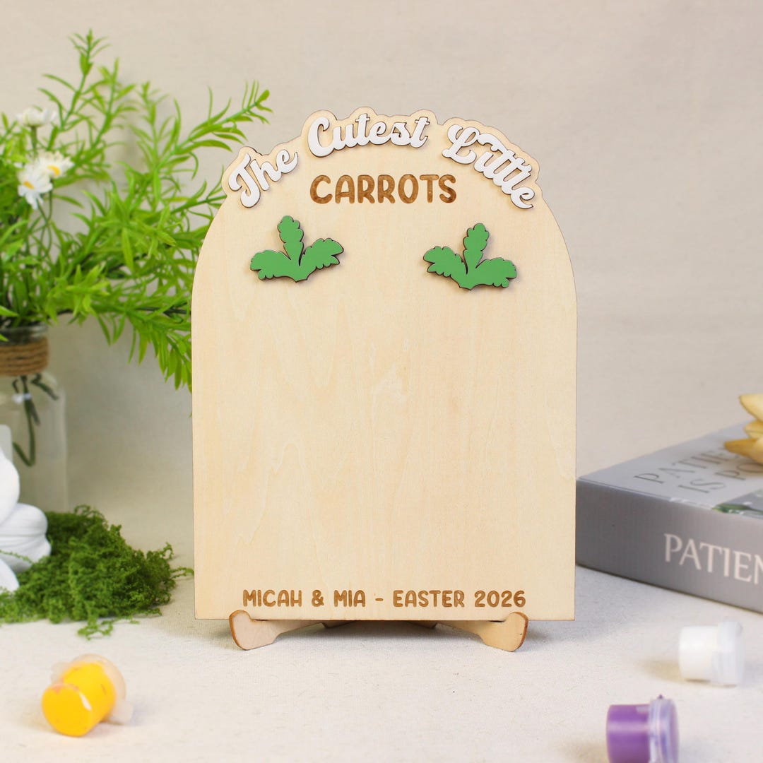 Custom Easter Baby’s Footprint Board, Carrot Patch Easter DIY Frame for ...