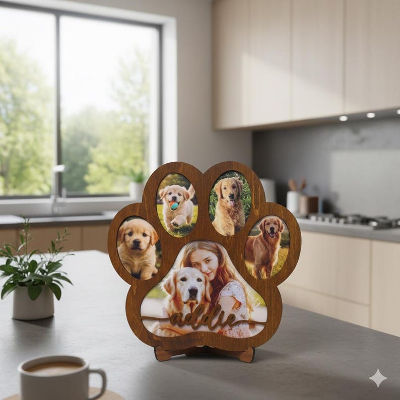 Personalized Pet Memorial Paw Print Photo Frame, Dog Loss Sympathy Gift ...
