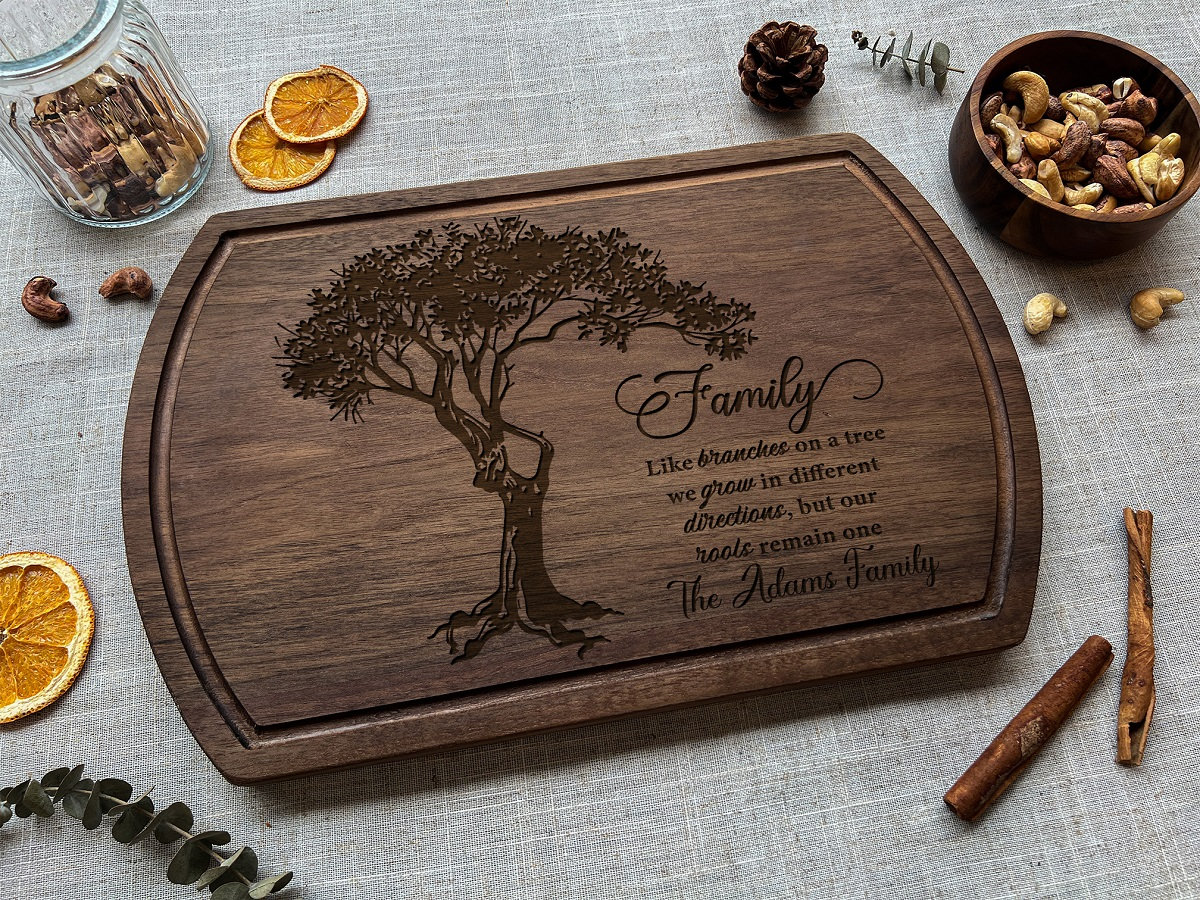 Family Tree Wooden Cutting Board, Custom Tree Family Cutting Board ...