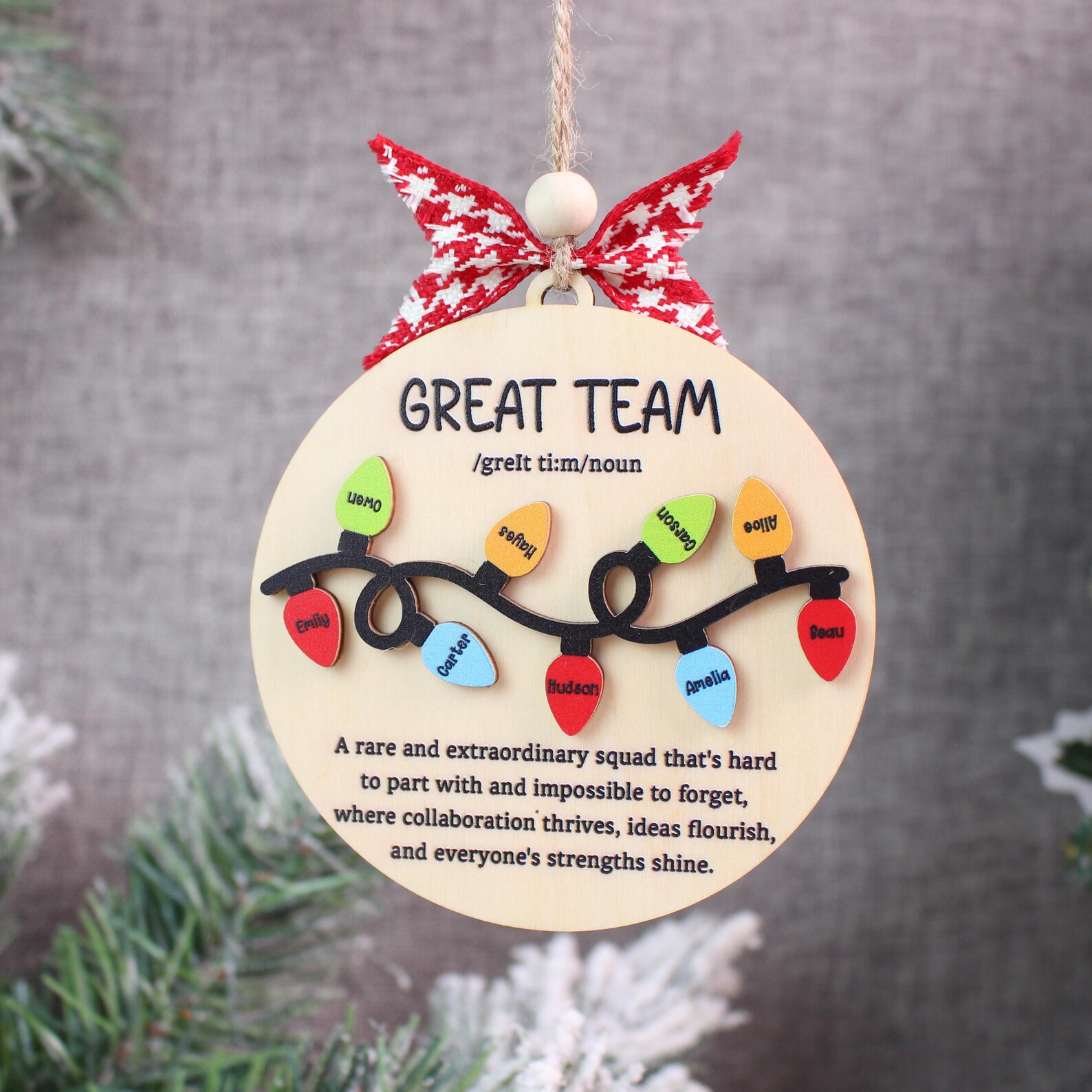 Great Team Ornament, Custom Light Bulb Coworker Christmas Gift ...