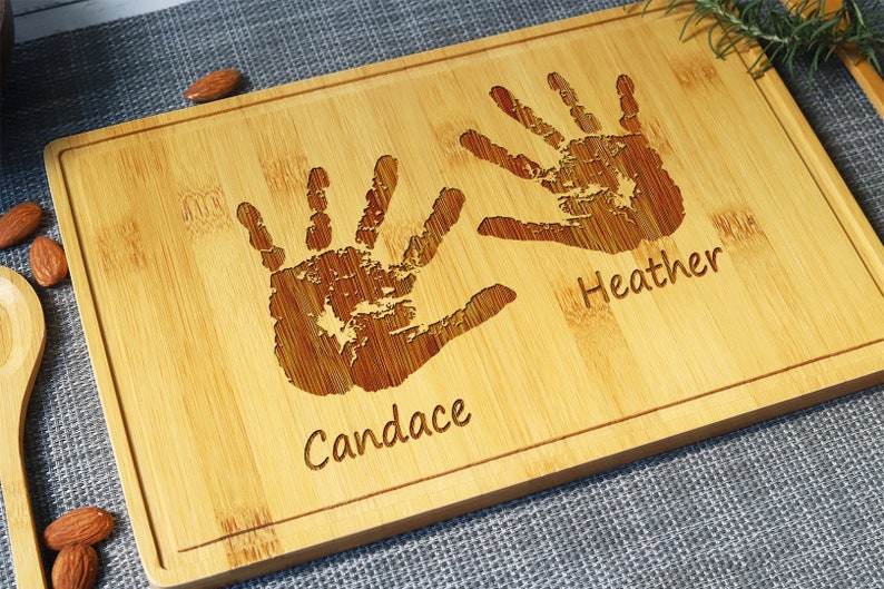 Engraved Kids Handprint Serving Board, Family Handprint Keepsake ...