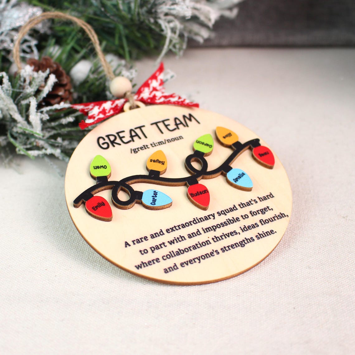 Great Team Ornament, Custom Light Bulb Coworker Christmas Gift ...