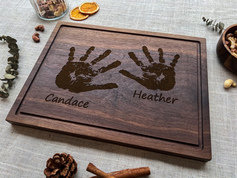 Engraved Kids Handprint Serving Board, Family Handprint Keepsake ...