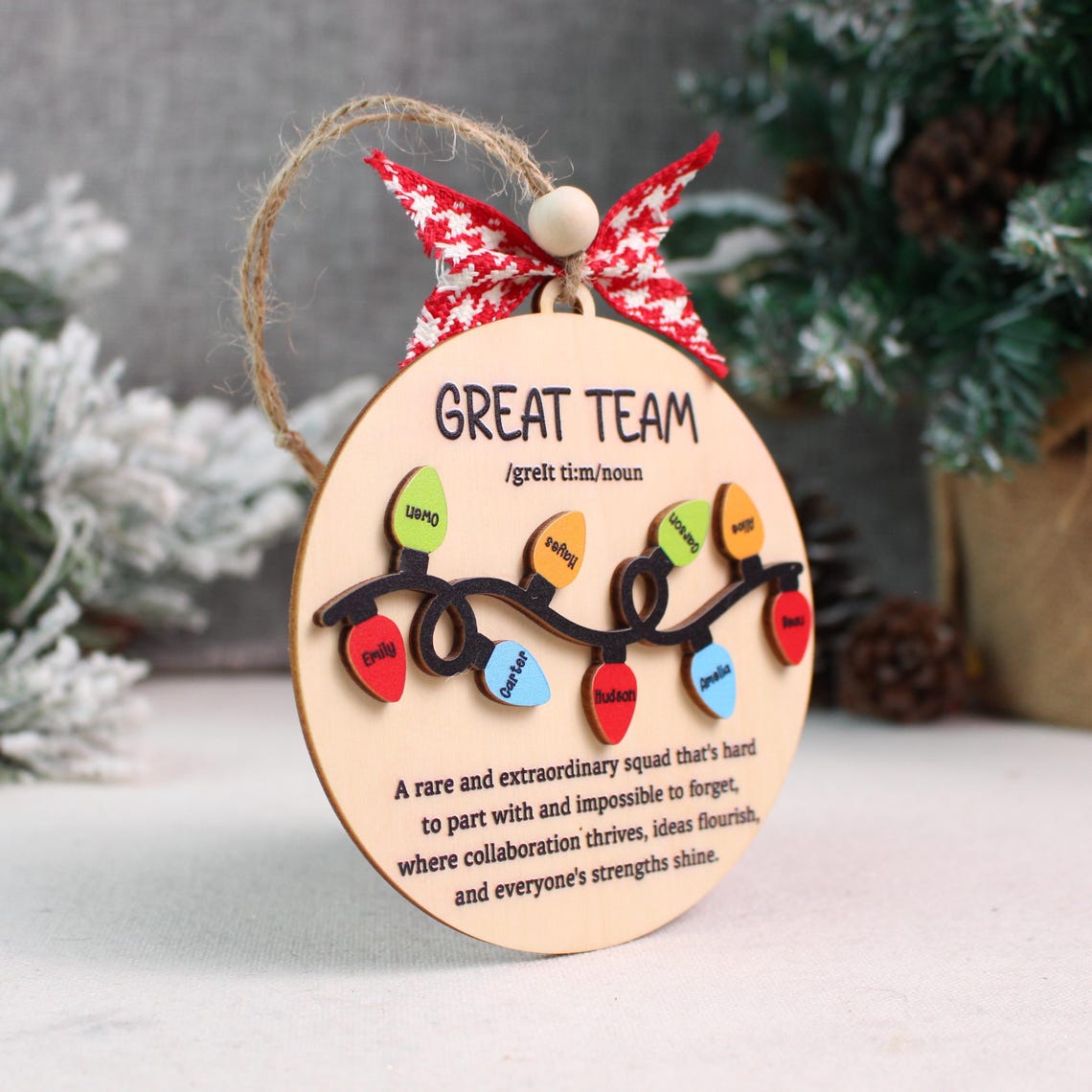 Great Team Ornament, Custom Light Bulb Coworker Christmas Gift ...