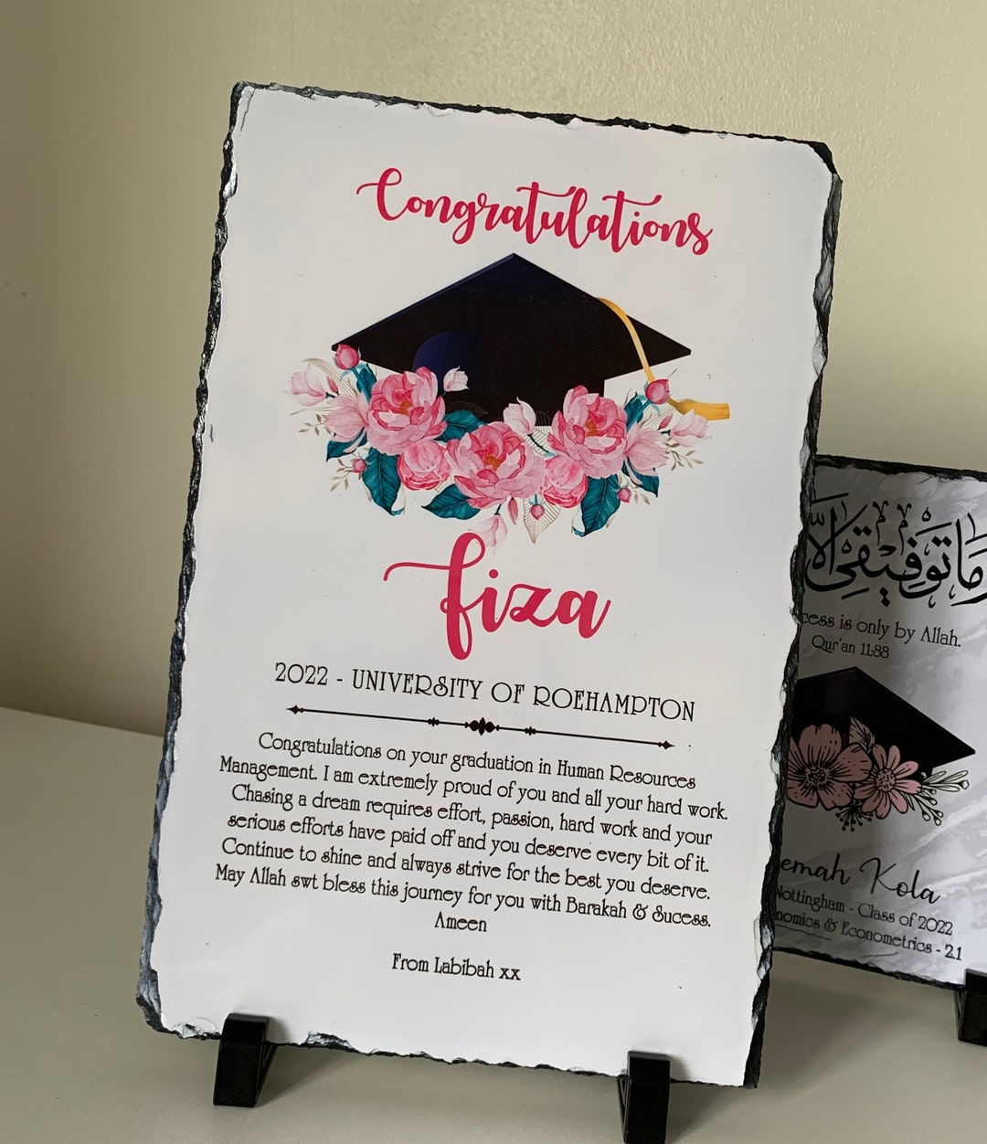 Personalised Aalimah Islamic Graduation Rock Slate, Muslim Graduation ...