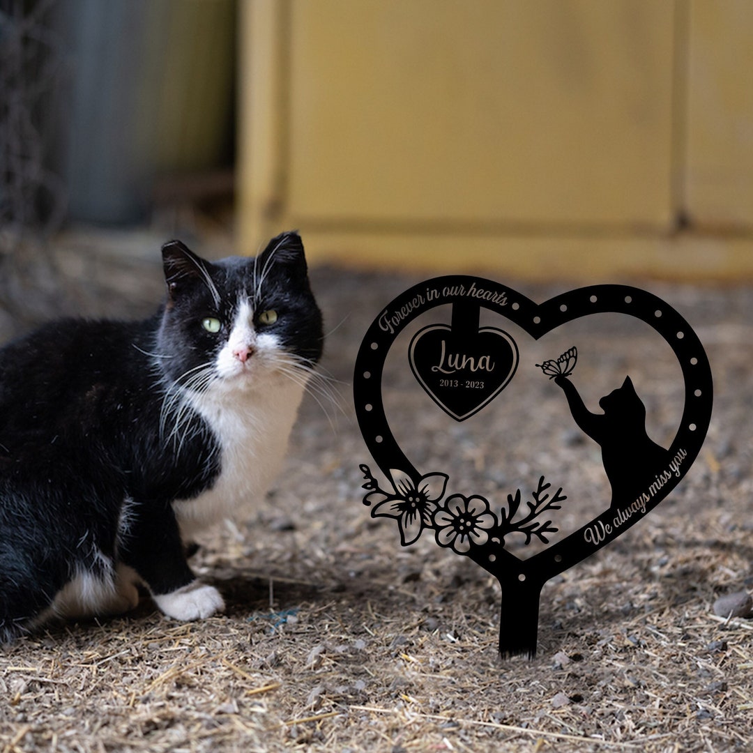 Cat Memorial Stake Personalized, Cat Grave Markers, Pet Cemetery Stake ...