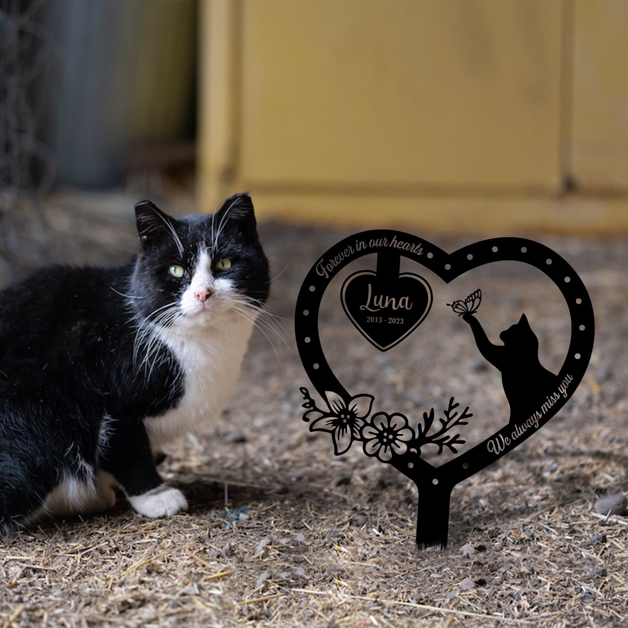 Cat Memorial Stake Personalized, Cat Grave Markers, Pet Cemetery Stake ...