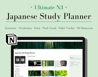 Ultimate Japanese N2 Study Planner (try/sou Matome) Notion Template - Etsy