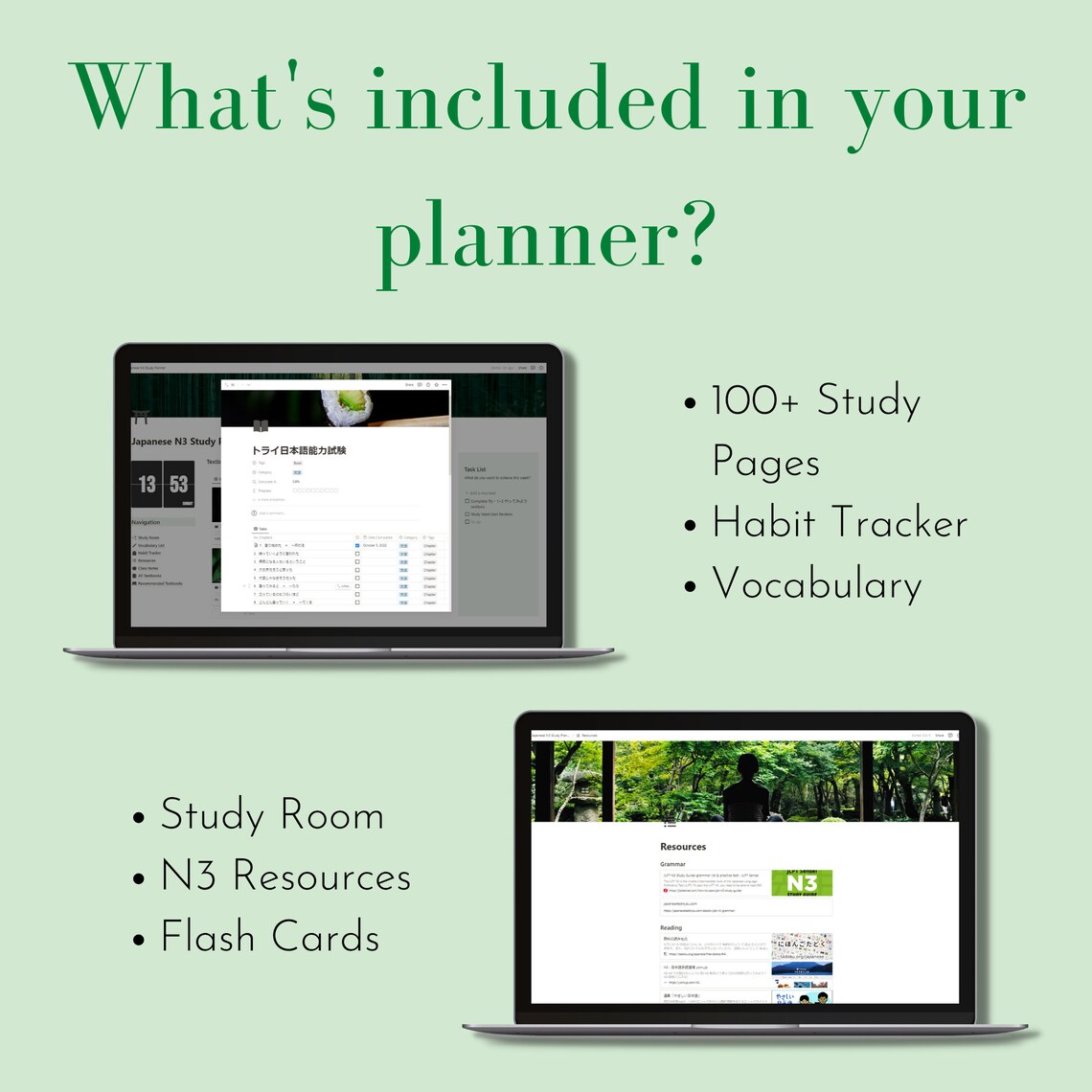 Ultimate Japanese N3 Study Planner (try/sou Matome) Notion Template - Etsy