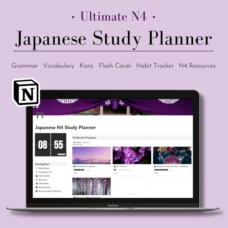 Ultimate Japanese N4 Study Planner (try/sou Matome) Notion Template - Etsy