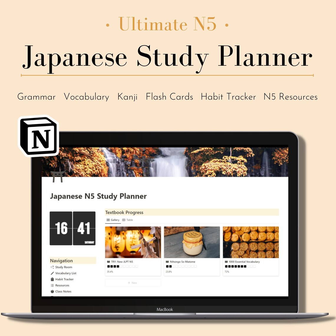 Ultimate Japanese N5 Study Planner (try/sou Matome) Notion Template - Etsy