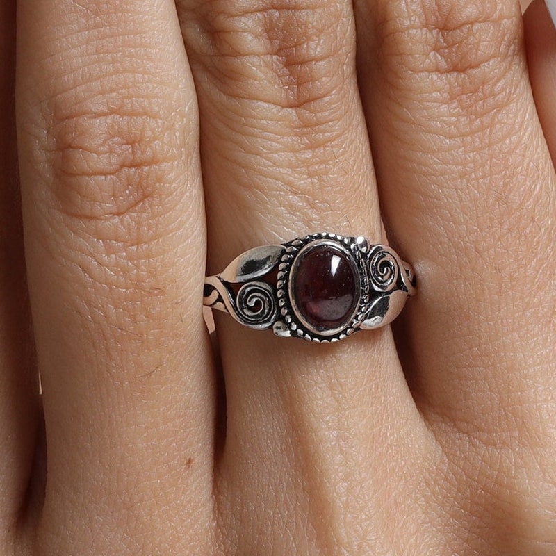 Red Garnet Adjustable Ring - Etsy