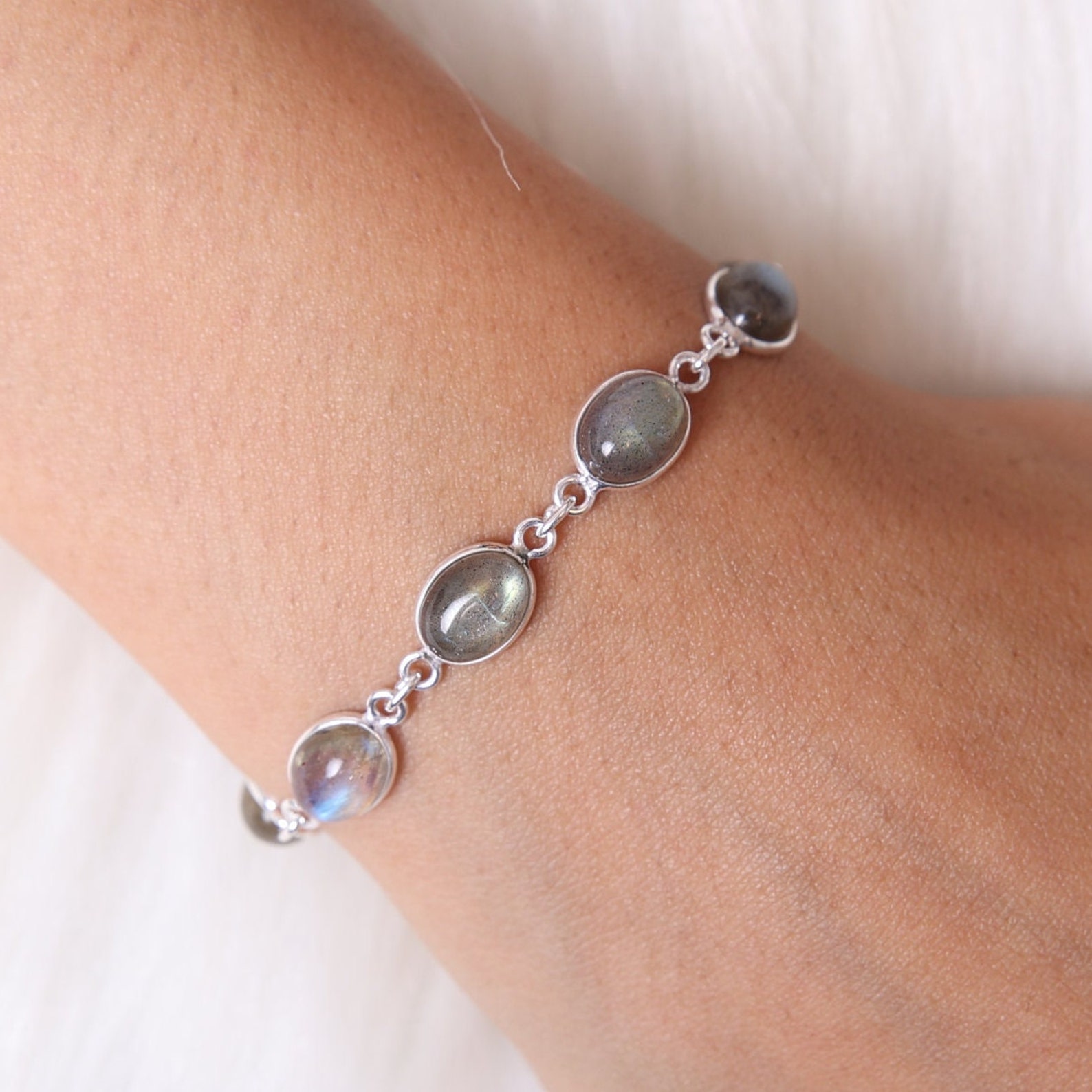 Labradorite Bracelet / 925 Sterling Silver Bracelet / Gemstone Bracelet ...