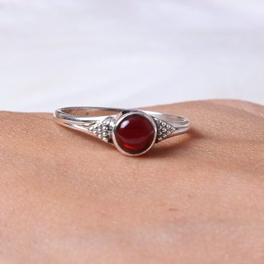 Garnet Ring / 925 Sterling Silver Ring / Natural Gemstone Ring ...