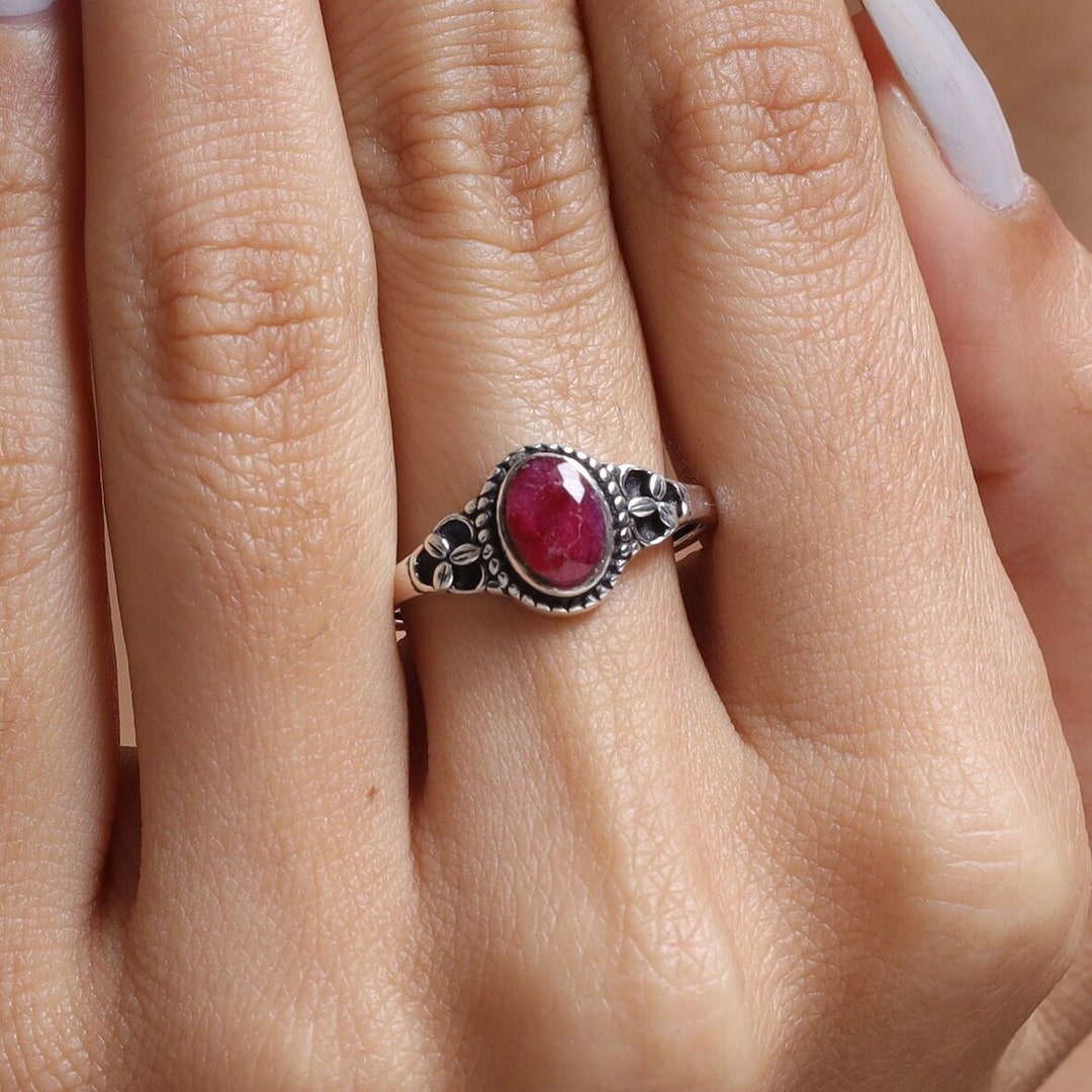 Ruby Ring / 925 Sterling Silver Ring / July Birthstone Ring / Gemstone ...