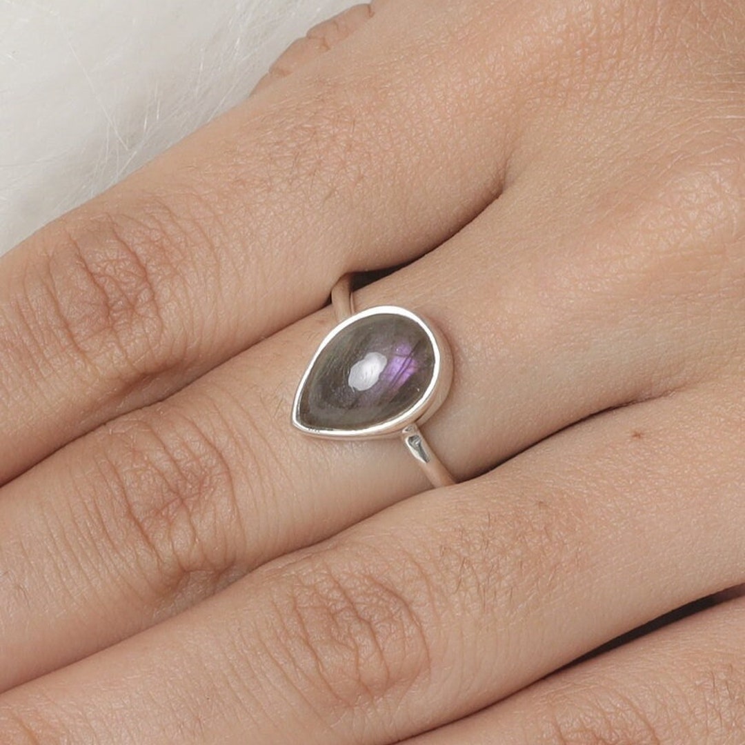 Purple Labradorite Ring / 925 Sterling Silver Ring / Gemstone Ring ...