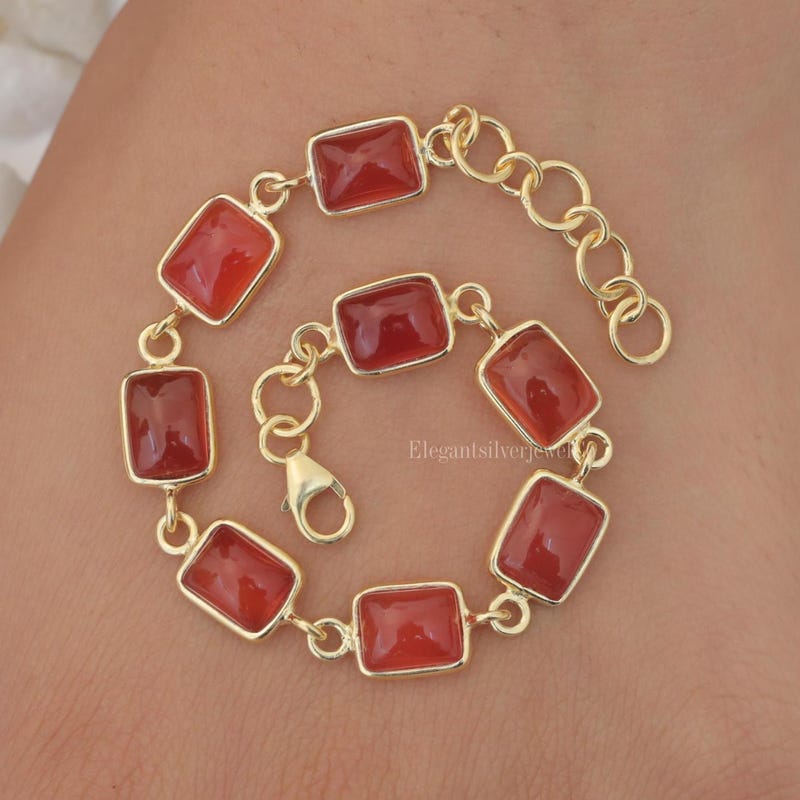 925 Carnelian Bracelet - Etsy