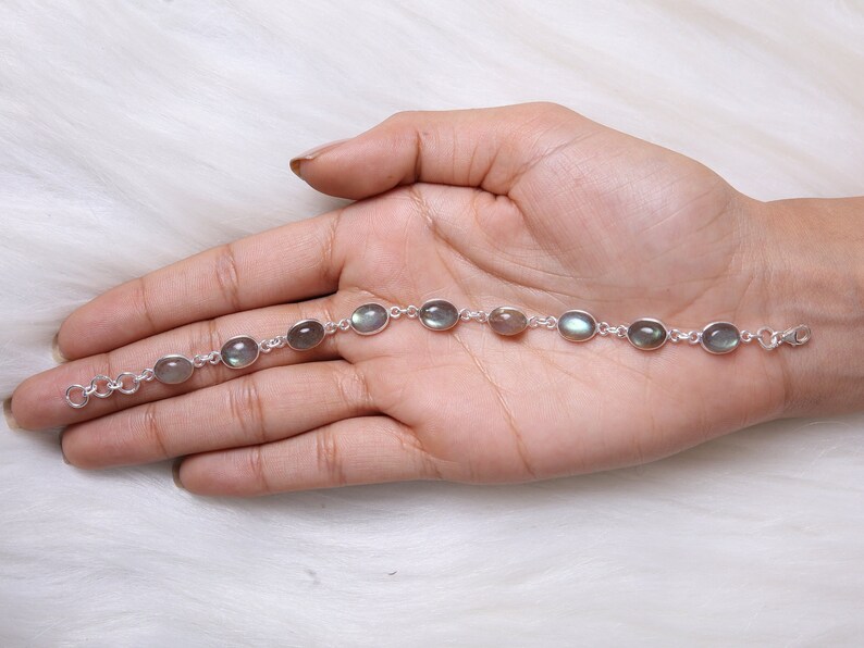 Labradorite Bracelet / 925 Sterling Silver Bracelet / Gemstone Bracelet ...