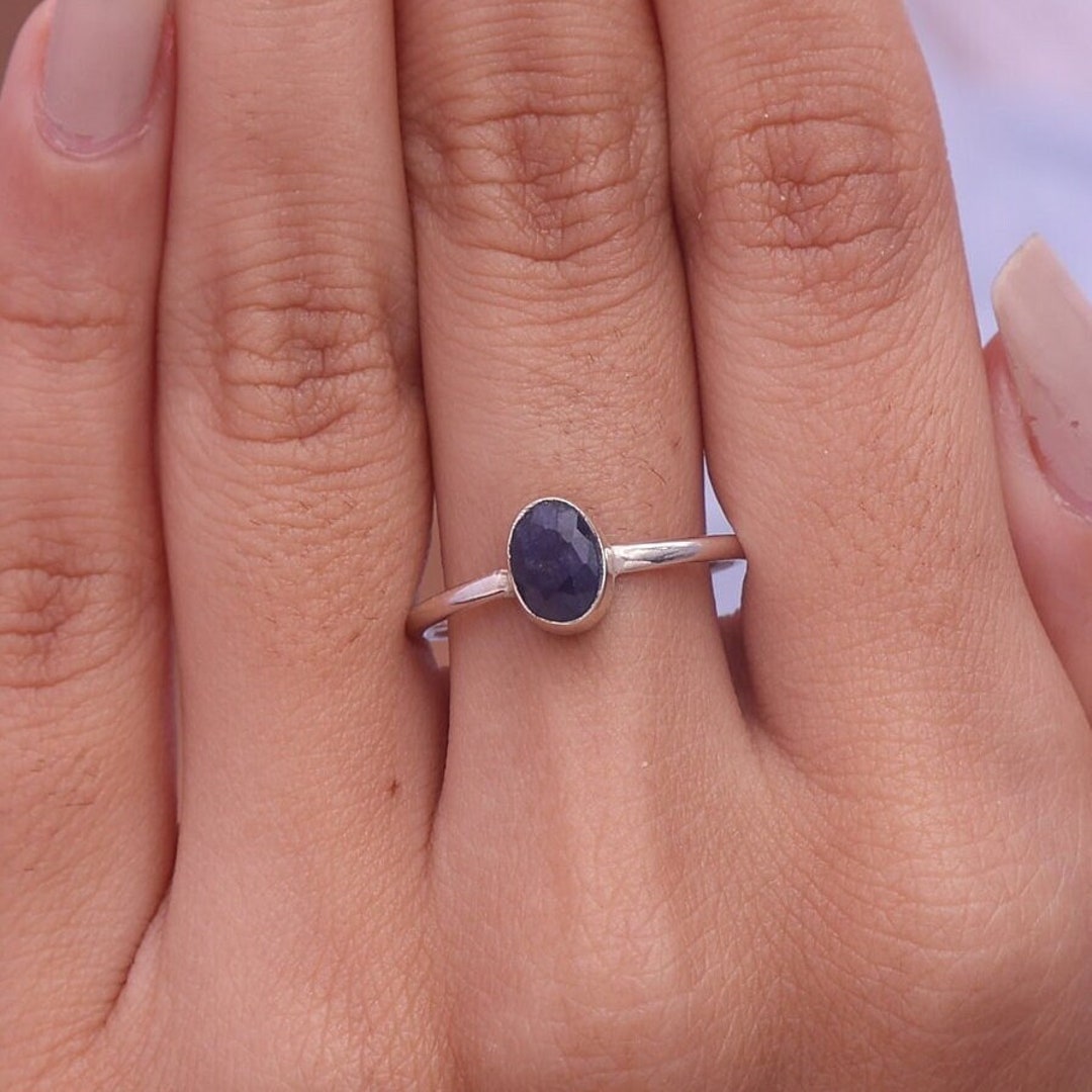 Sapphire Ring / 925 Solid Sterling Silver / Blue Gemstone Ring ...