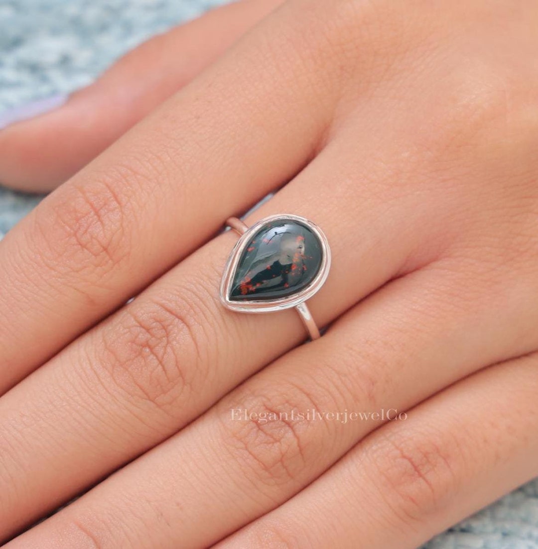 Bloodstone Ring / 925 Sterling Silver Ring / March Birthstone Ring ...