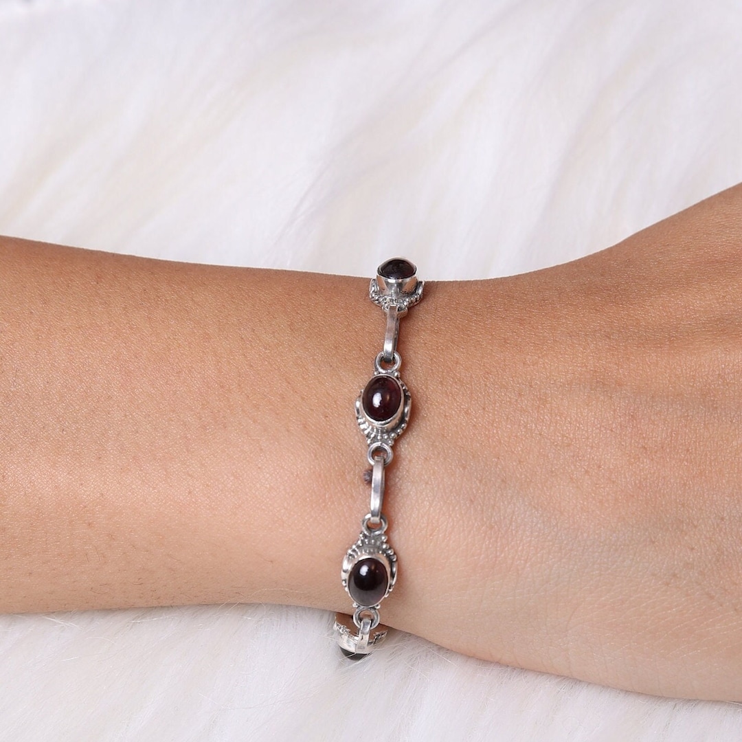 Garnet Bracelet / 925 Sterling Silver Bracelet / Handmade Bracelet ...