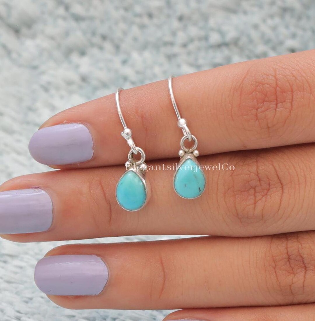 Arizona Turquoise Earrings / 925 Sterling Silver Earrings / Pear Shaped ...
