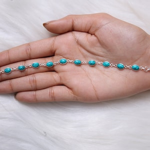 Natural Turquoise Bracelet / 925 Sterling Silver Bracelet / Gemstone ...