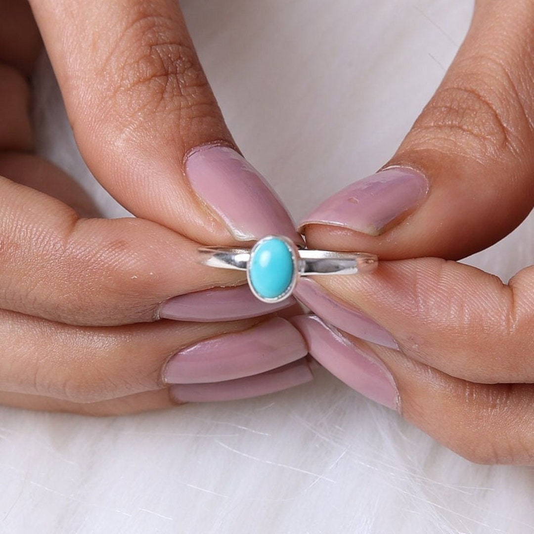 Arizona Turquoise Ring / 925 Sterling Silver Ring / Oval Shape Ring ...