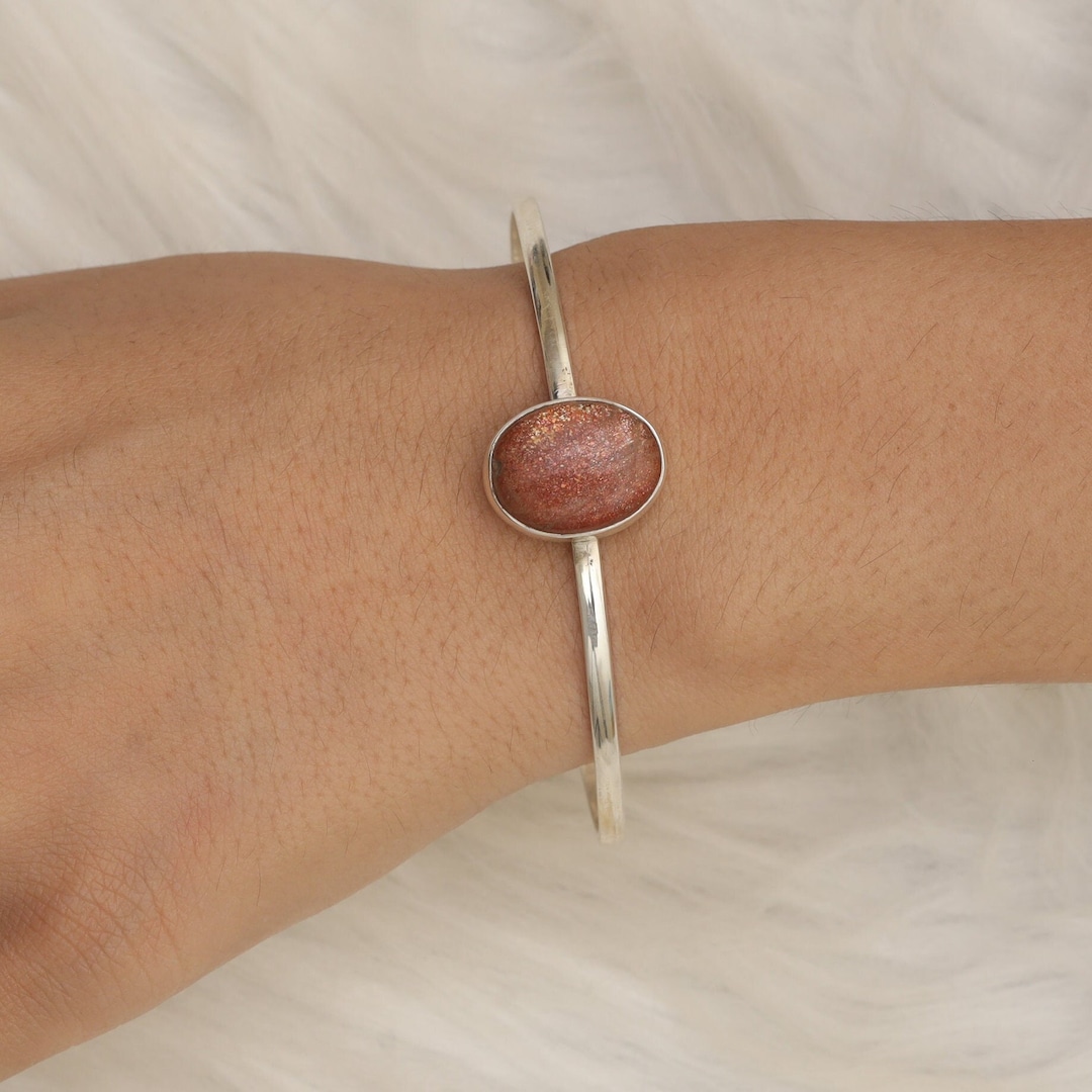 Sunstone Cuff / 925 Solid Sterling Silver Cuff / Handmade Silver Cuff ...