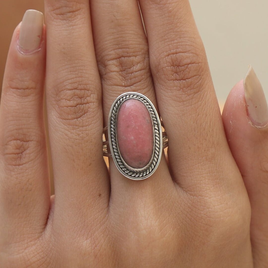 Thulite Ring / 925 Solid Sterling Silver Ring / Natural Gemstone Ring ...