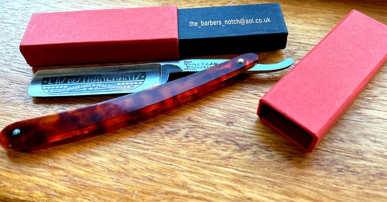 Red Textured Paper Traditionally Made Straight Razor Box, Fits 5/8” & 6 ...