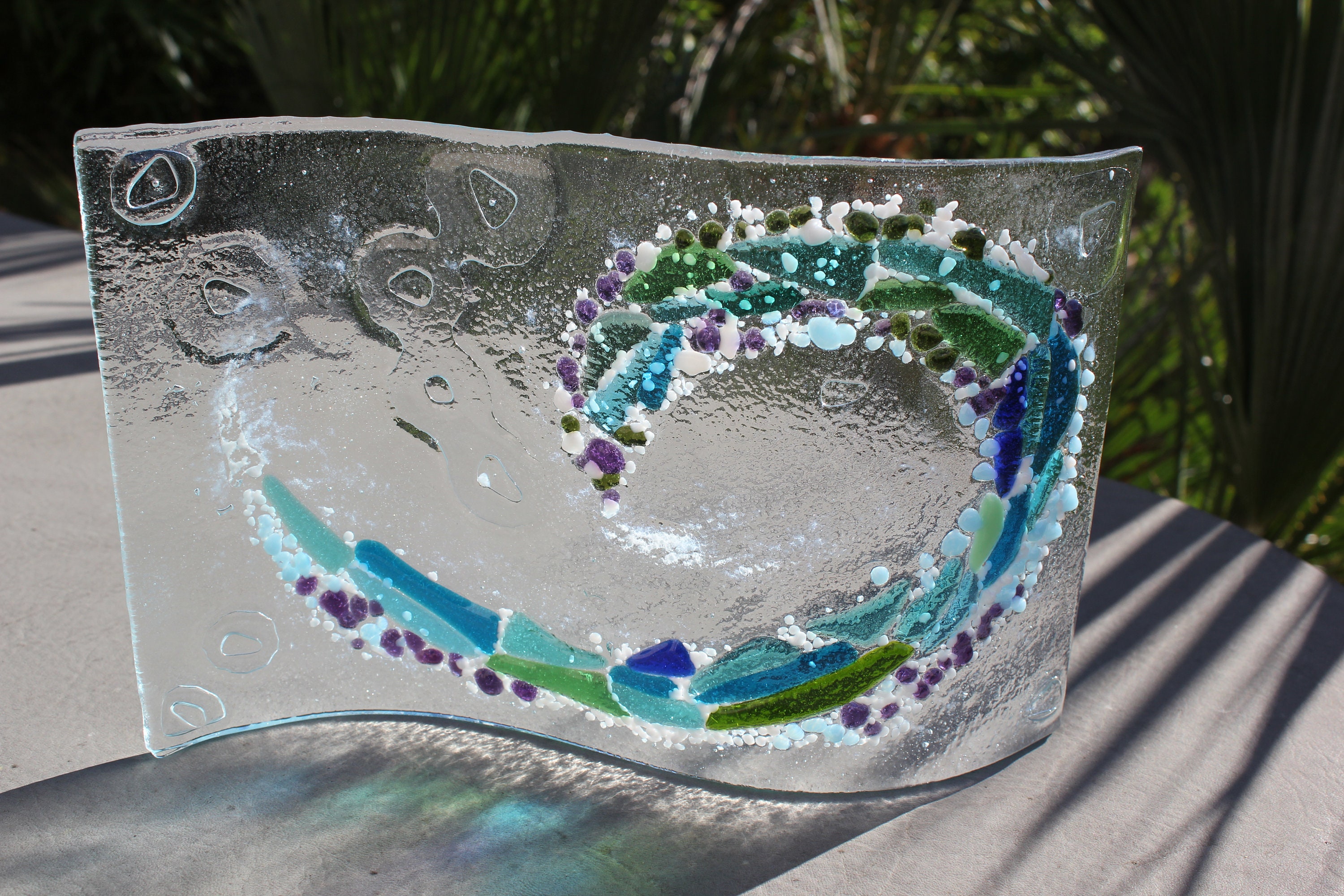 Crested Wave Fused Glass, Katsushika Hokusai's Wave, Stand Alone Glass ...