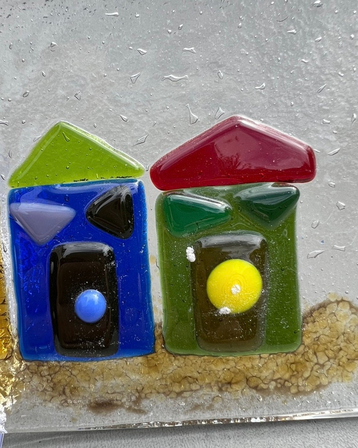 Fused Glass Beach-hut Art, Fused Glass Seaside Picture, Fused Glass ...