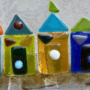 Fused Glass Beach-hut Art, Fused Glass Seaside Picture, Fused Glass ...