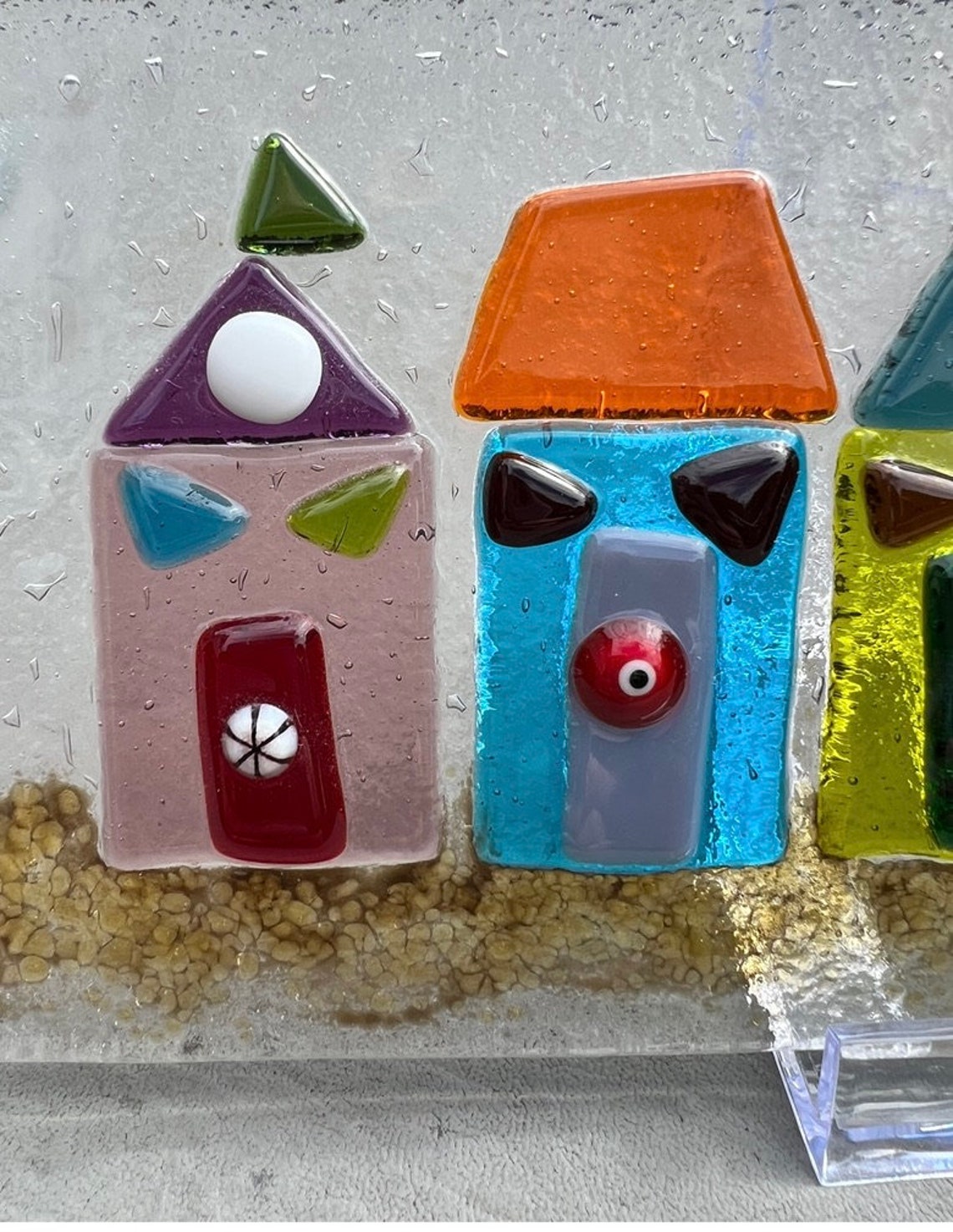 Fused Glass Beach-hut Art, Fused Glass Seaside Picture, Fused Glass ...