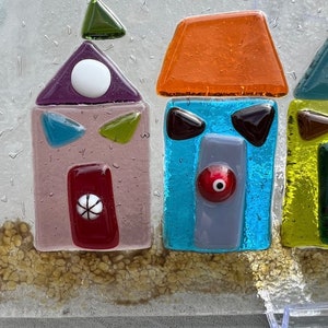 Fused Glass Beach-hut Art, Fused Glass Seaside Picture, Fused Glass ...