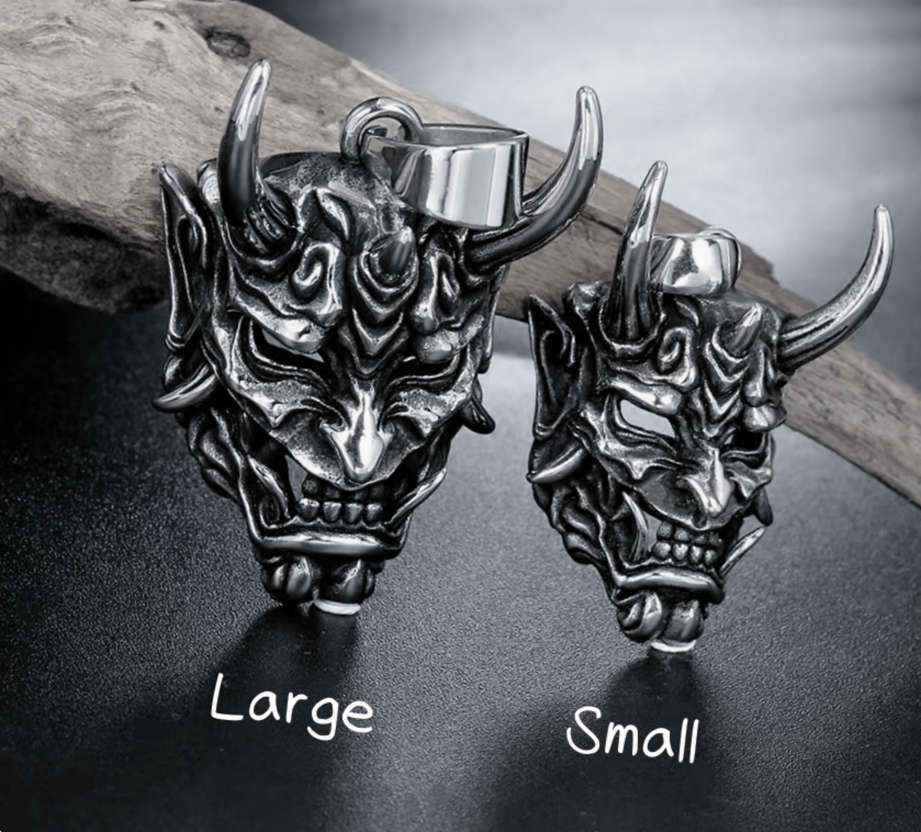 Large Evil Oni Noh Hannya Mask Pendant/japanese Prajna - Etsy