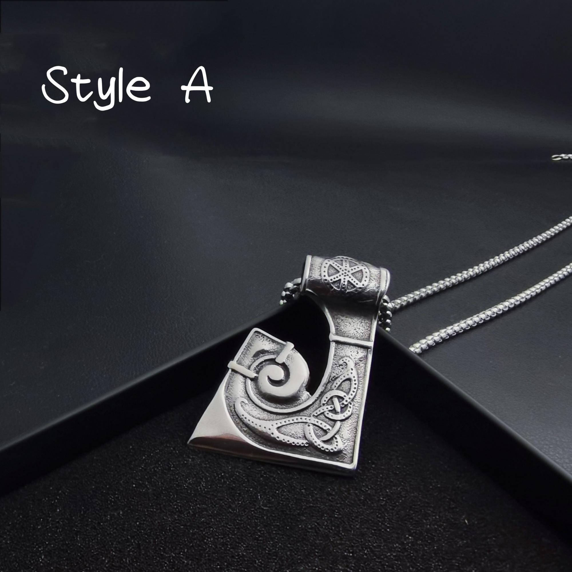 Nordic Viking Necklace/double Sided Engaved Thor Hammer With Valknut ...