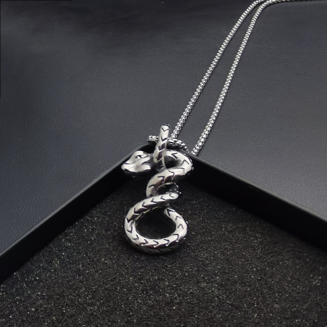 Engraved Viper Snake Necklace/3d Solid Twisted Serpent Pendant/316l ...