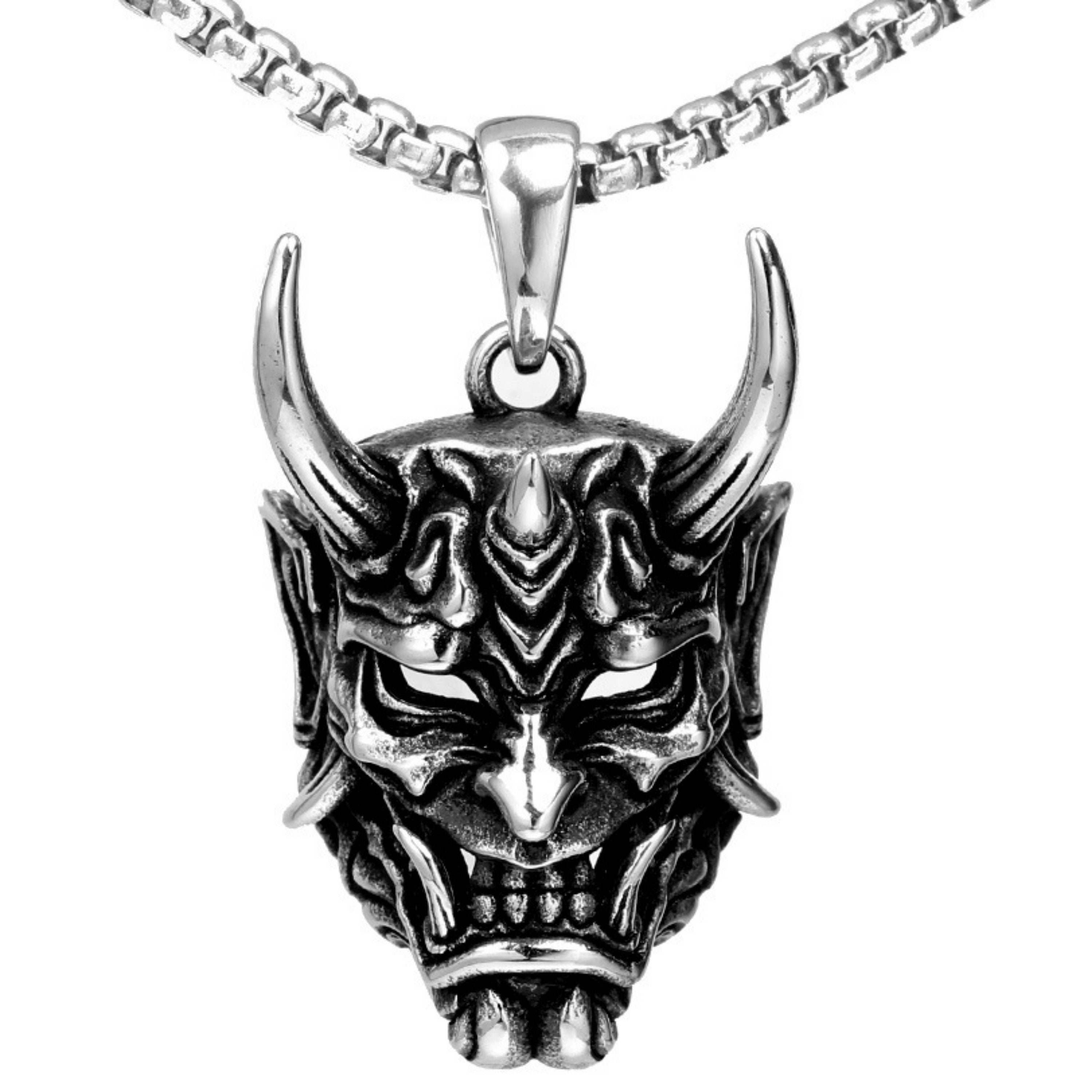 Large Evil Oni Noh Hannya Mask Pendant/japanese Prajna Necklace/316l ...