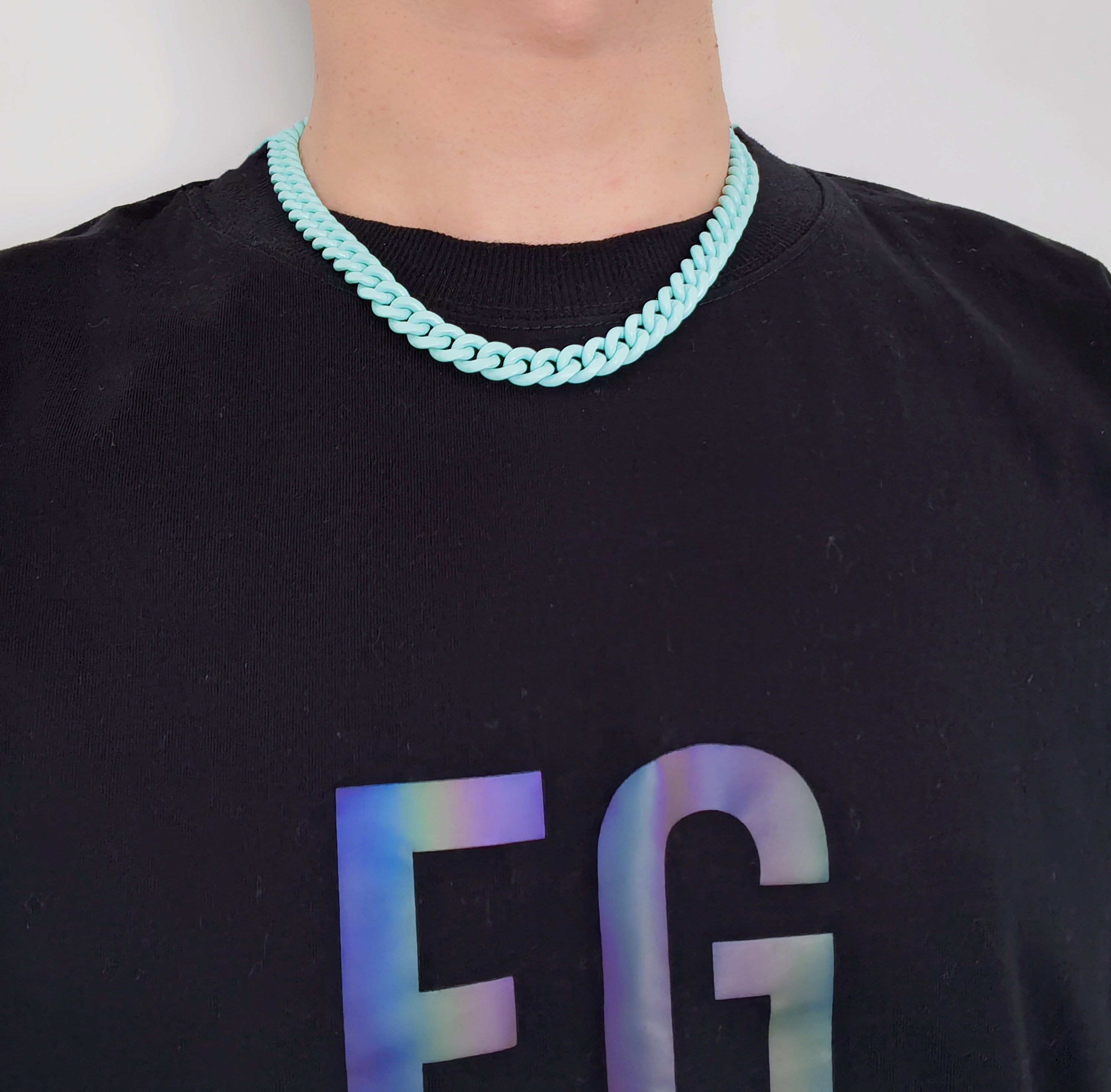 10mm Neon Cuba Curb Chain: Stainless Steel Macaron Necklace or Bracelet ...