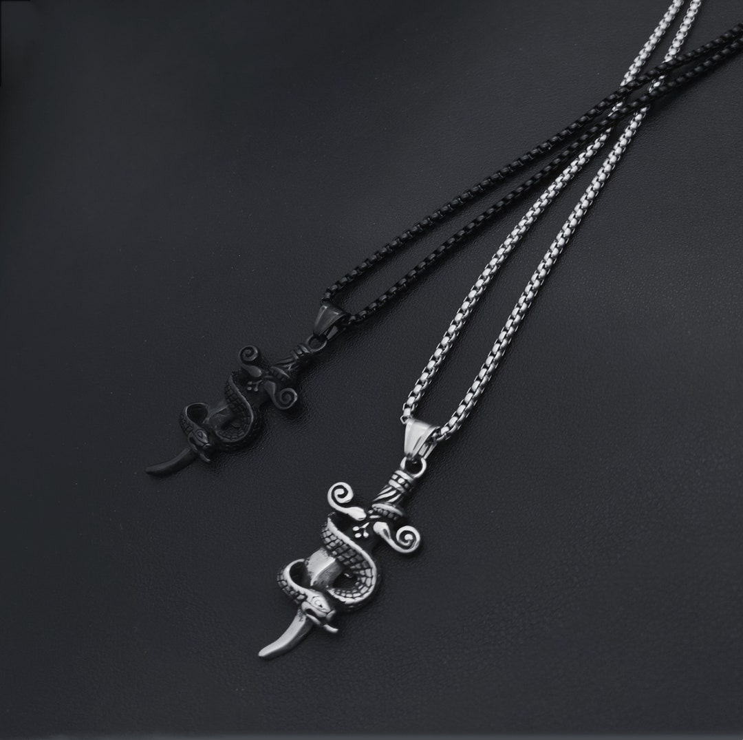 Black Silver Snake Sword Pendant/weapons Necklace/cosplay/mythical ...