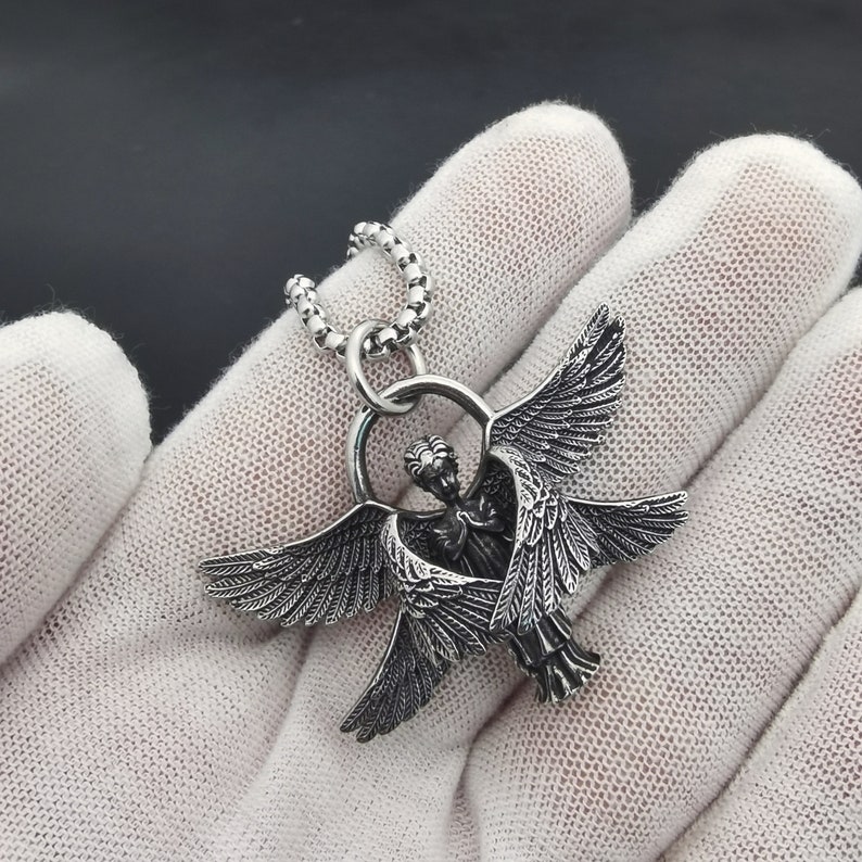 Seraph Prayer Angel Pendant/two Wing Feather Necklaces/316l Stainless ...