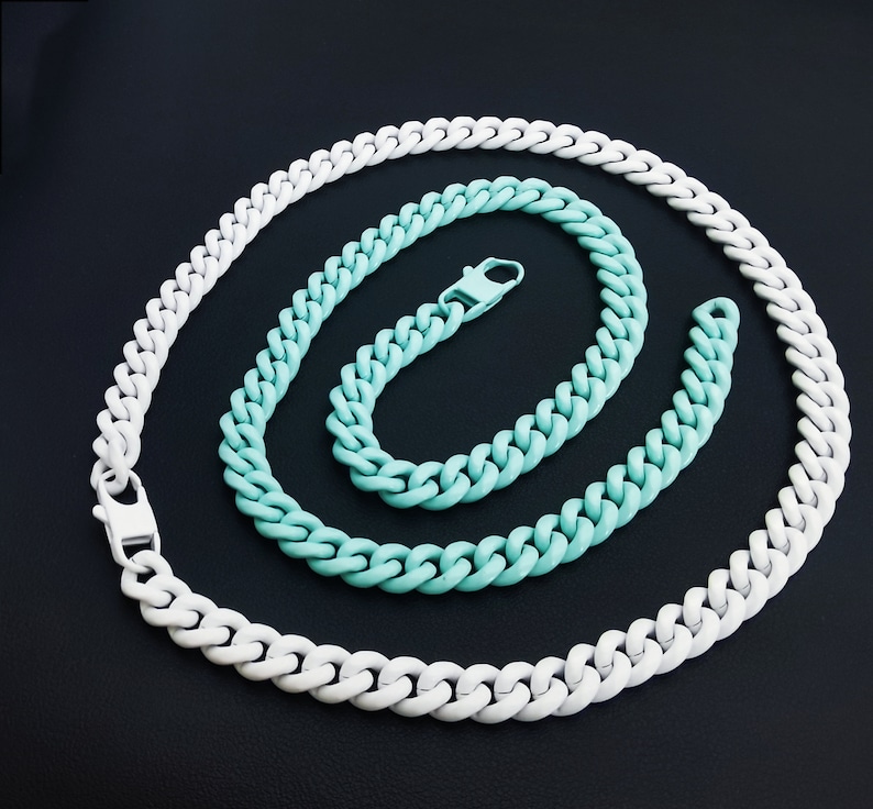 10mm Neon Cuba Curb Chain: Stainless Steel Macaron Necklace or Bracelet ...
