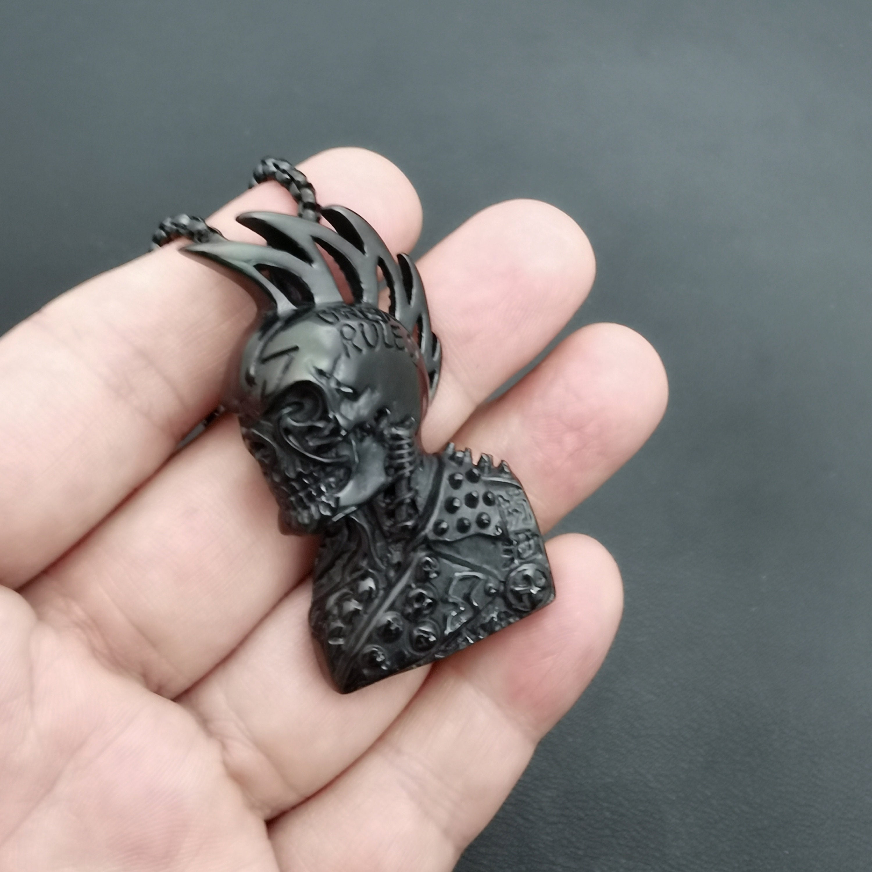 Black Gold Ghost Rider Pendant/mens Gothic Punk Biker Rocker - Etsy