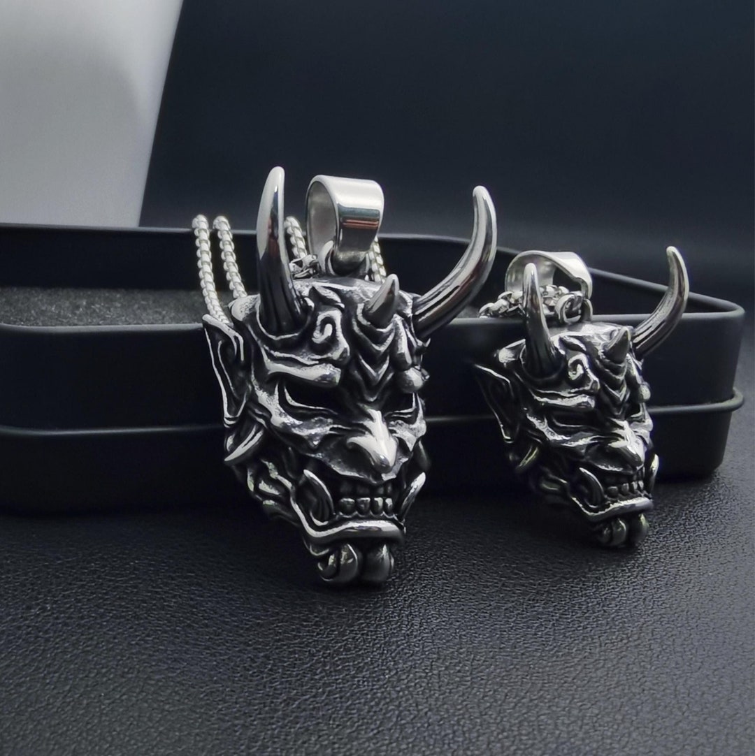 Large Evil Oni Noh Hannya Mask Pendant/japanese Prajna Necklace/316l ...