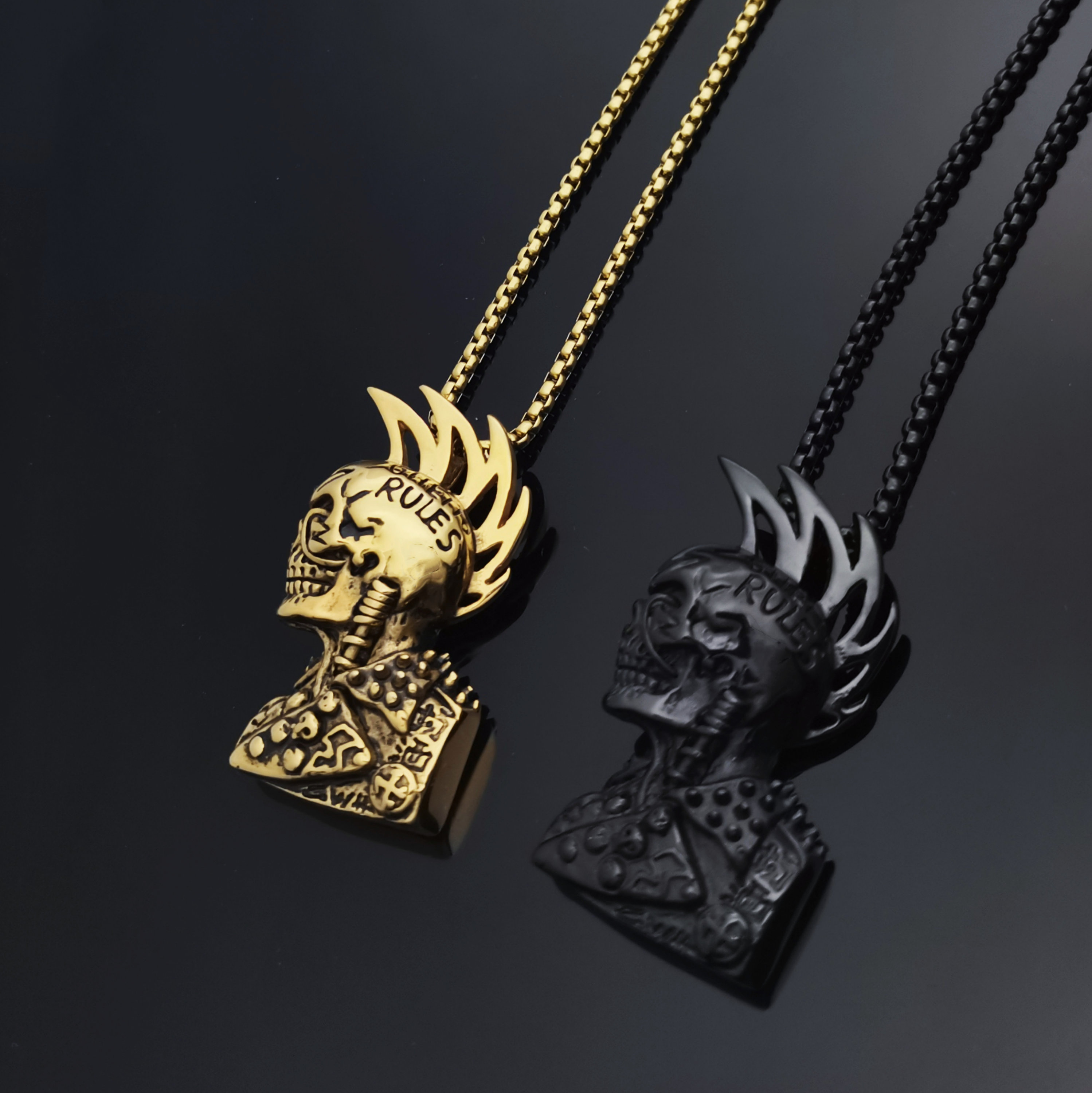 Black Gold Ghost Rider Pendant/mens Gothic Punk Biker Rocker - Etsy