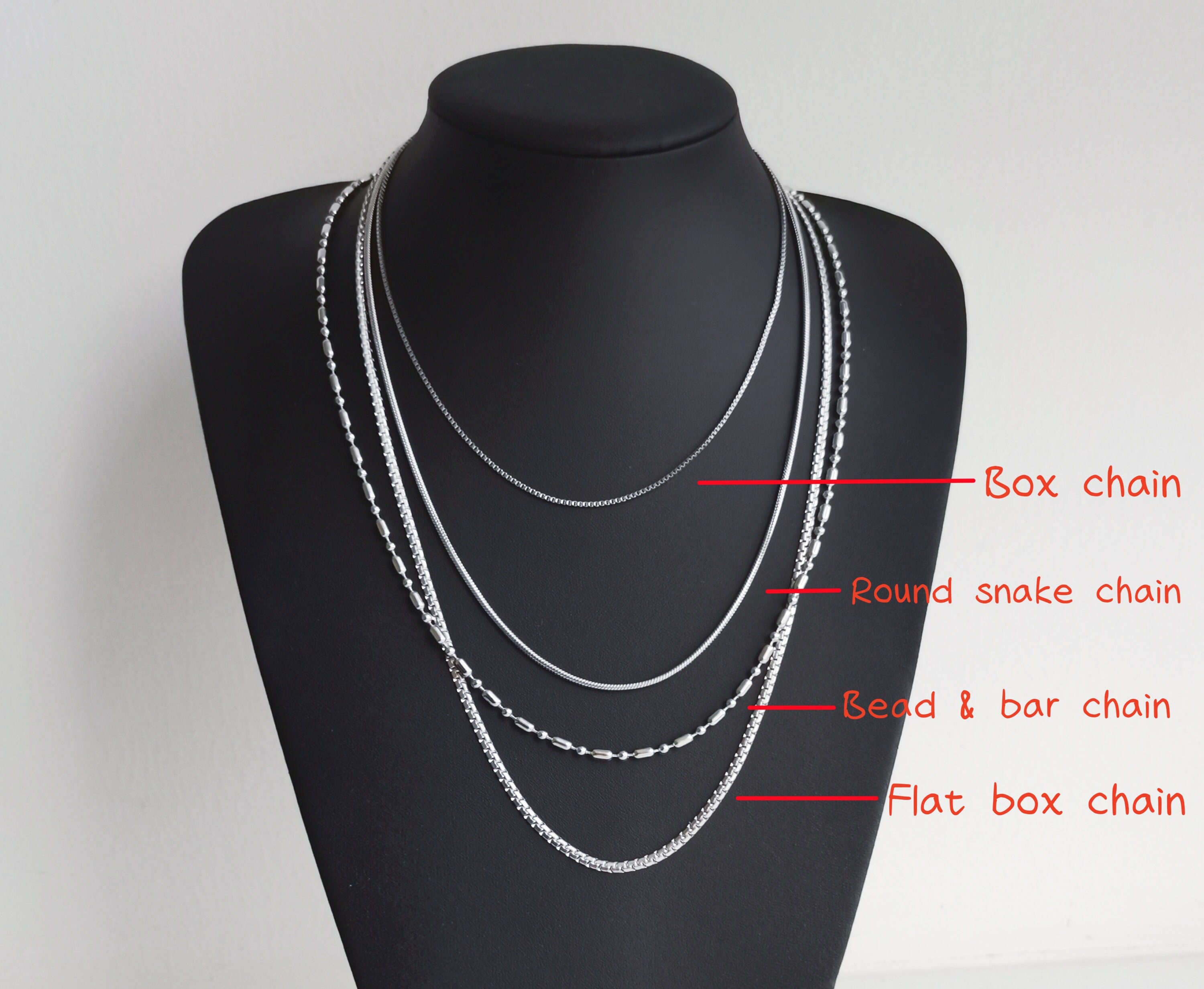 Box Chain,flat Box Chain,round Snake Chain,0.9/1.5/2/2.5/3/4mm,16"18"20 ...