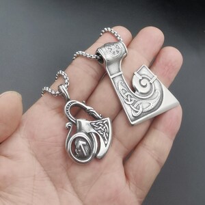 Nordic Viking Necklace/double Sided Engaved Thor Hammer With Valknut ...