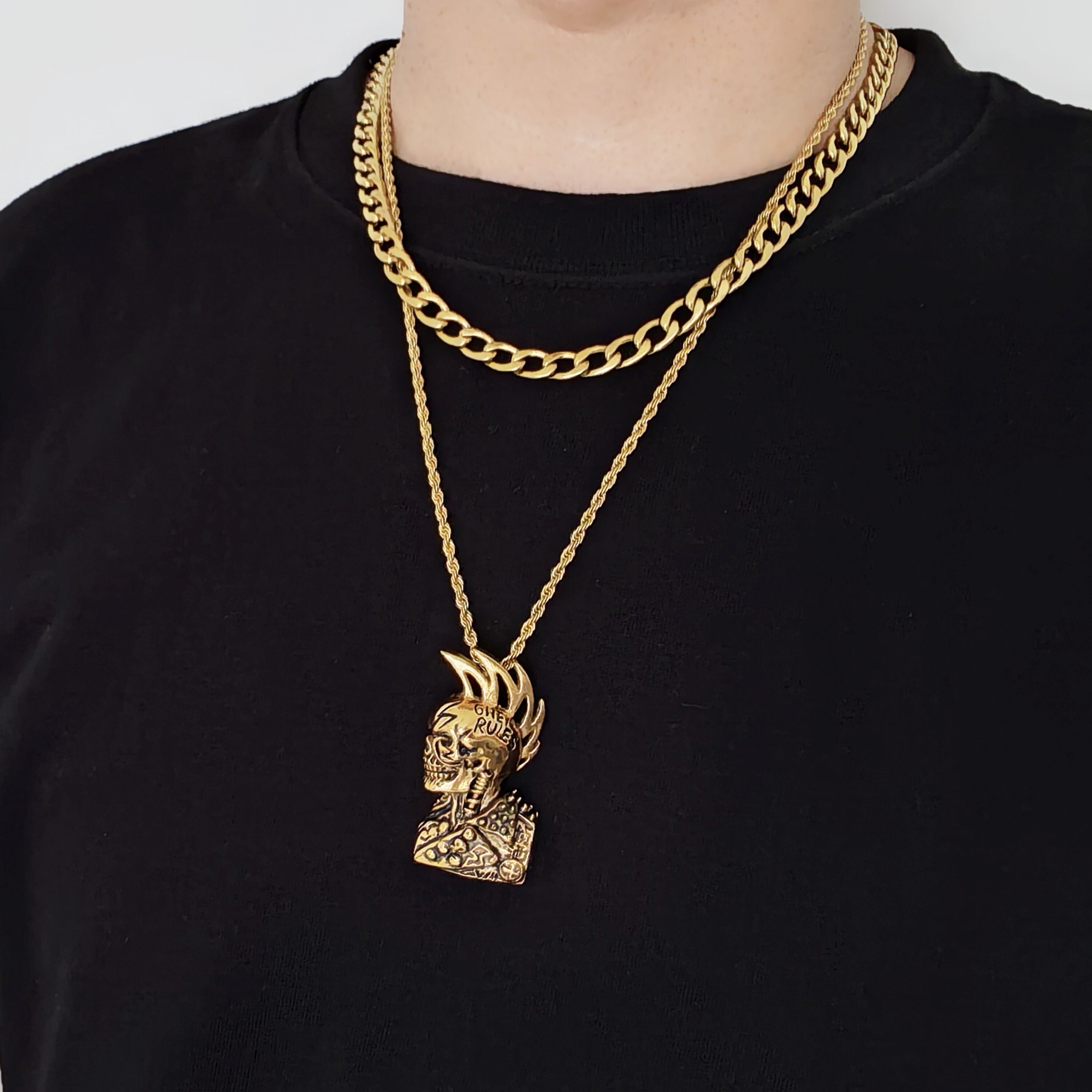 Black Gold Ghost Rider Pendant/mens Gothic Punk Biker Rocker - Etsy